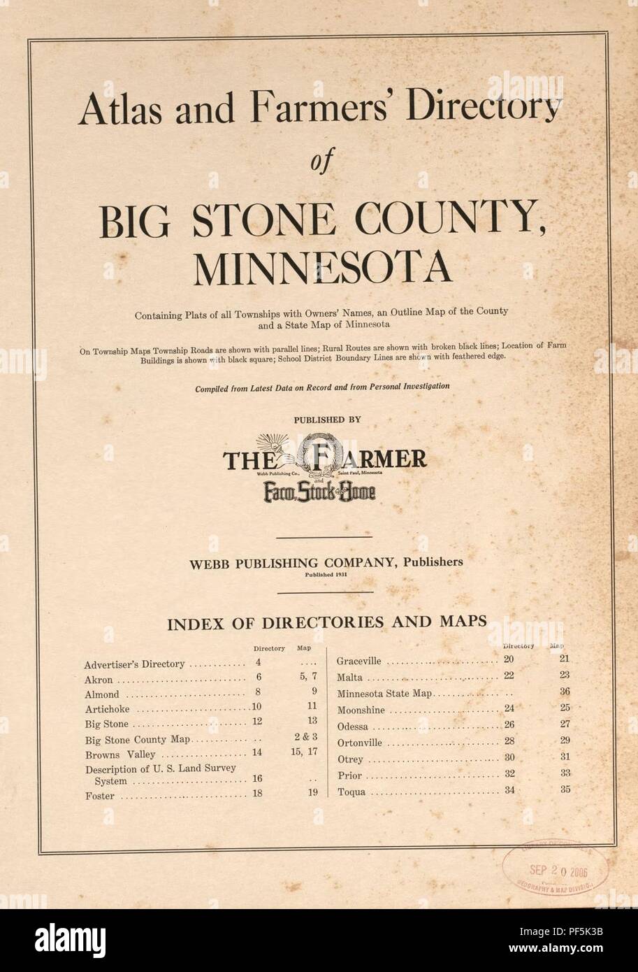 Atlas and farmers' directory of Big Stone County, Minnesota ...