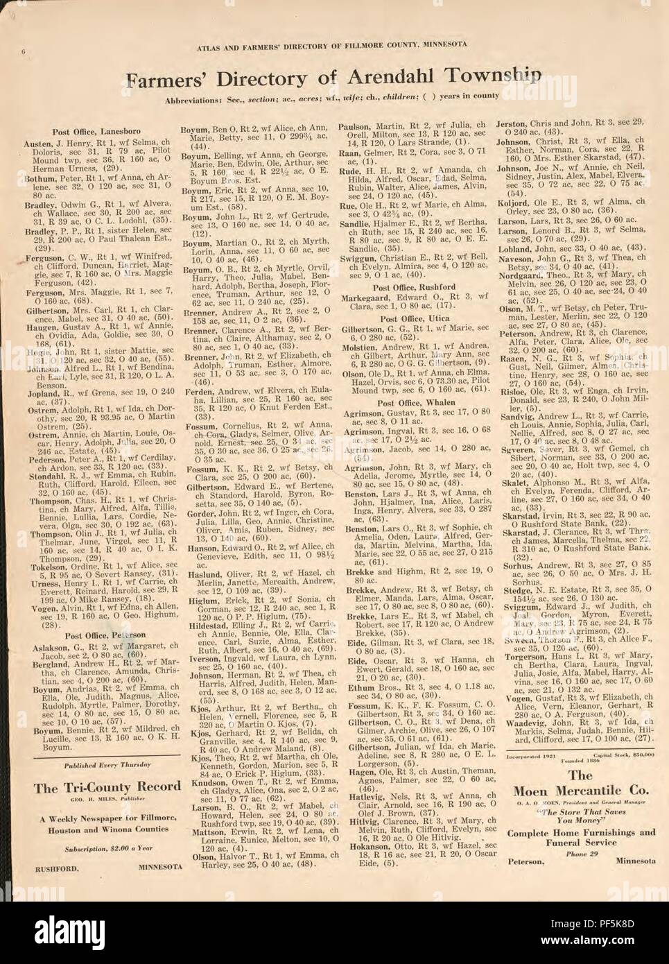 Atlas and farmers' directory of Fillmore County, Minnesota - containing ...