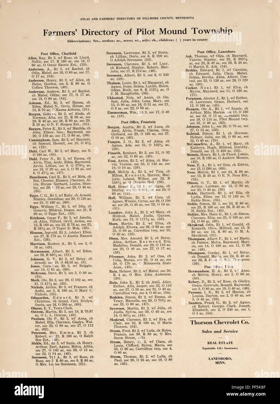 Atlas and farmers' directory of Fillmore County, Minnesota - containing ...