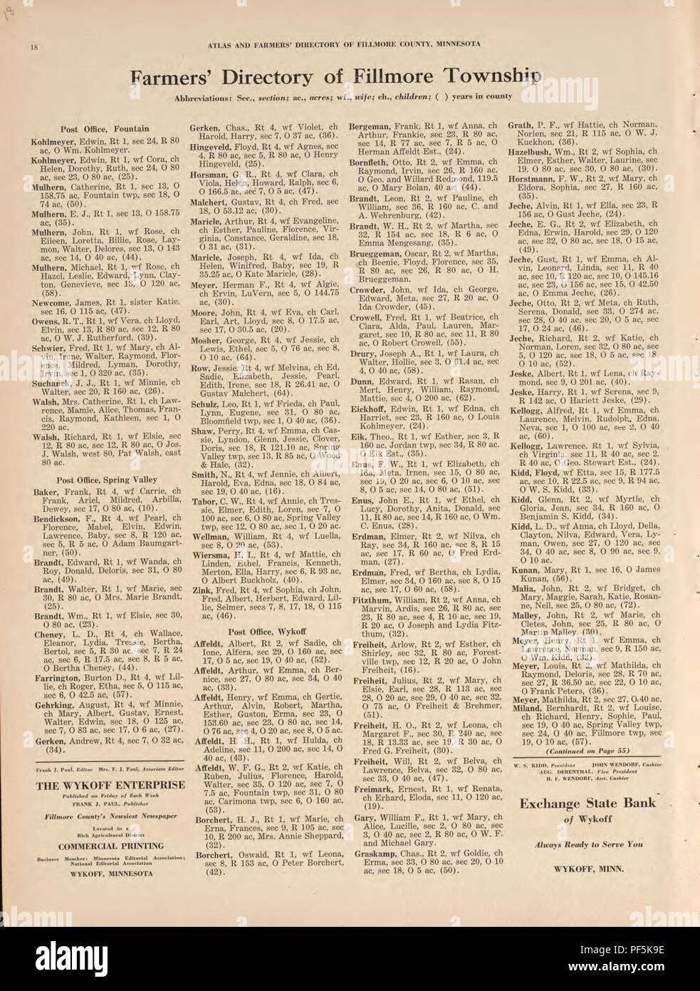 Atlas and farmers' directory of Fillmore County, Minnesota - containing ...