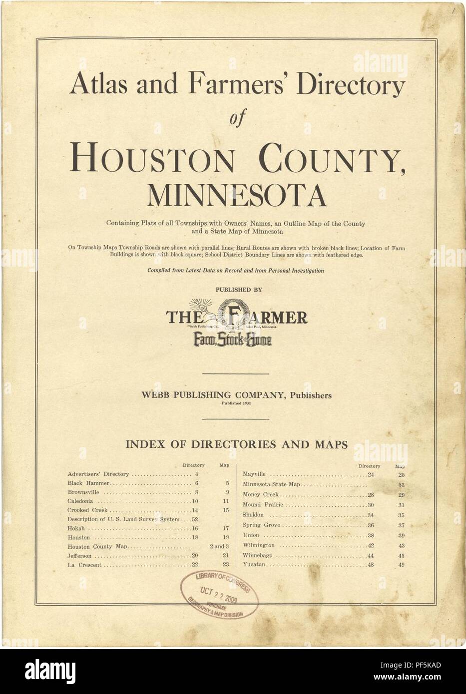 Map of houston minnesota hi-res stock photography and images - Alamy