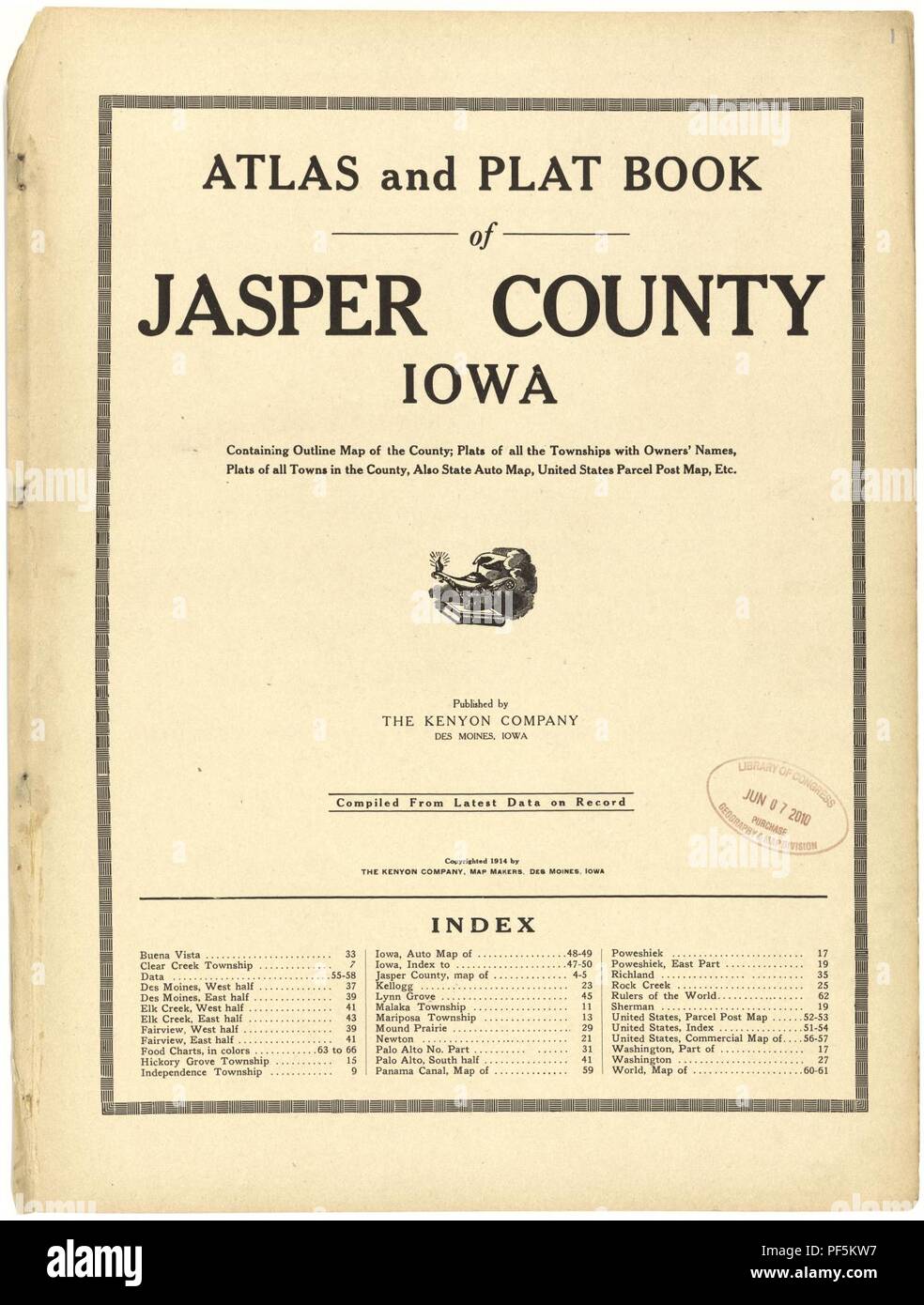 Atlas and plat book of Jasper County, Iowa - containing outline map of ...