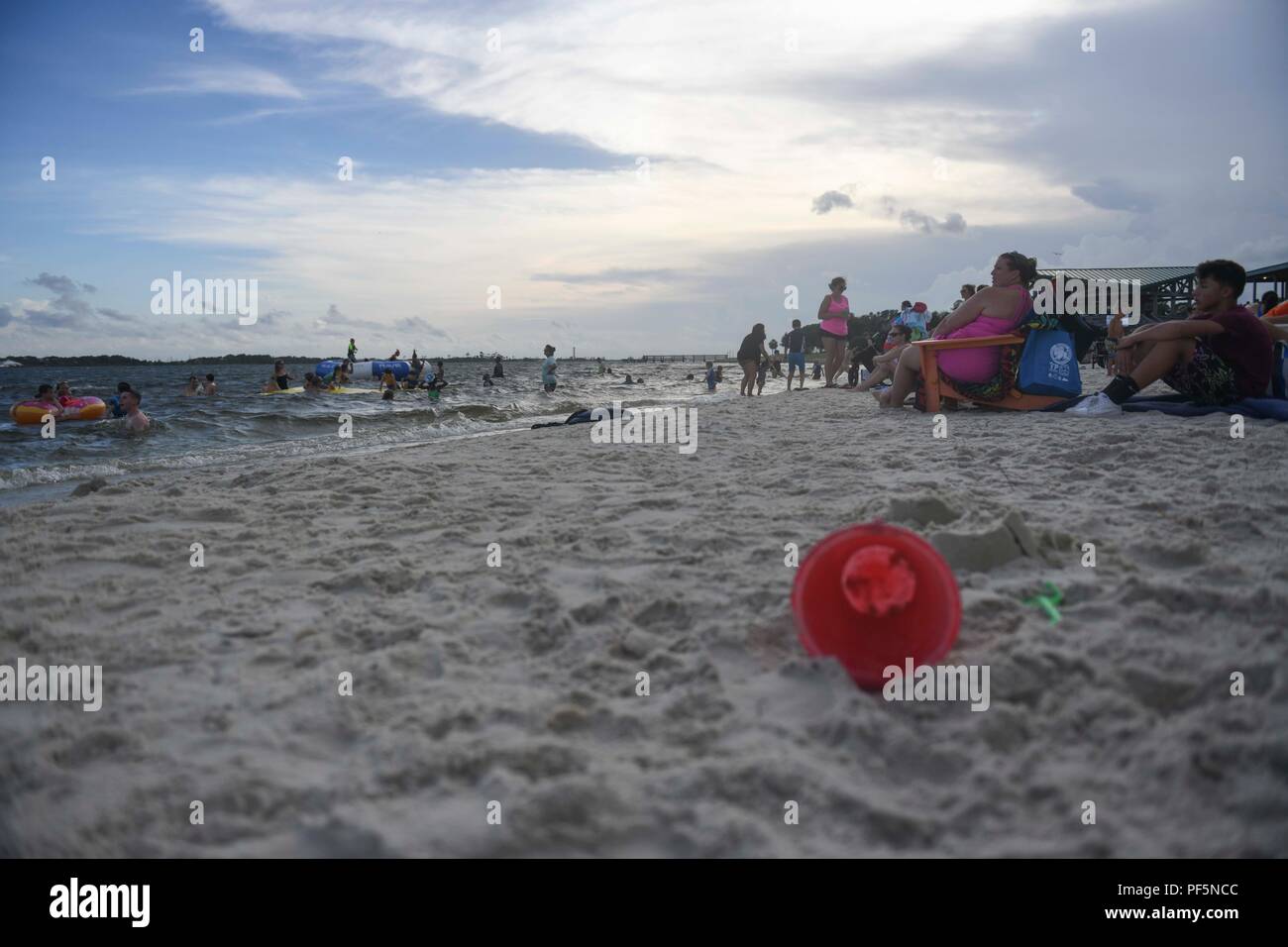 Air Commandos and families visit the soundside beach during Beach Bash ...