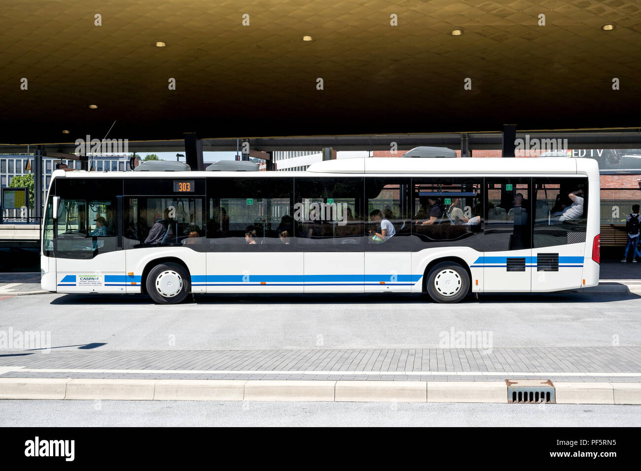regular bus at central bus station in Gummersbach, Germany Stock Photo ...