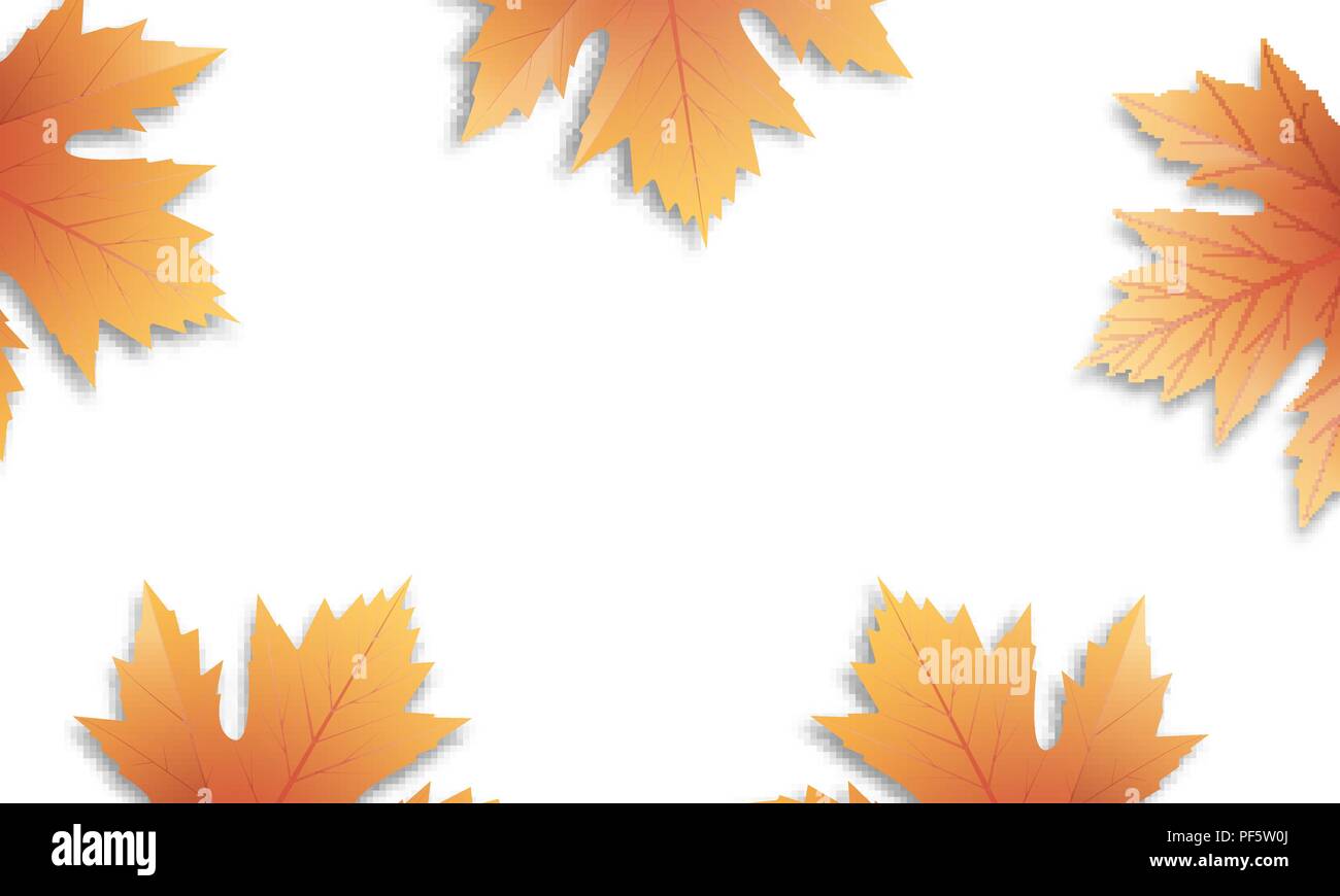 Autumn leaves background. Fall maple leaves frame, overlay, banner ...