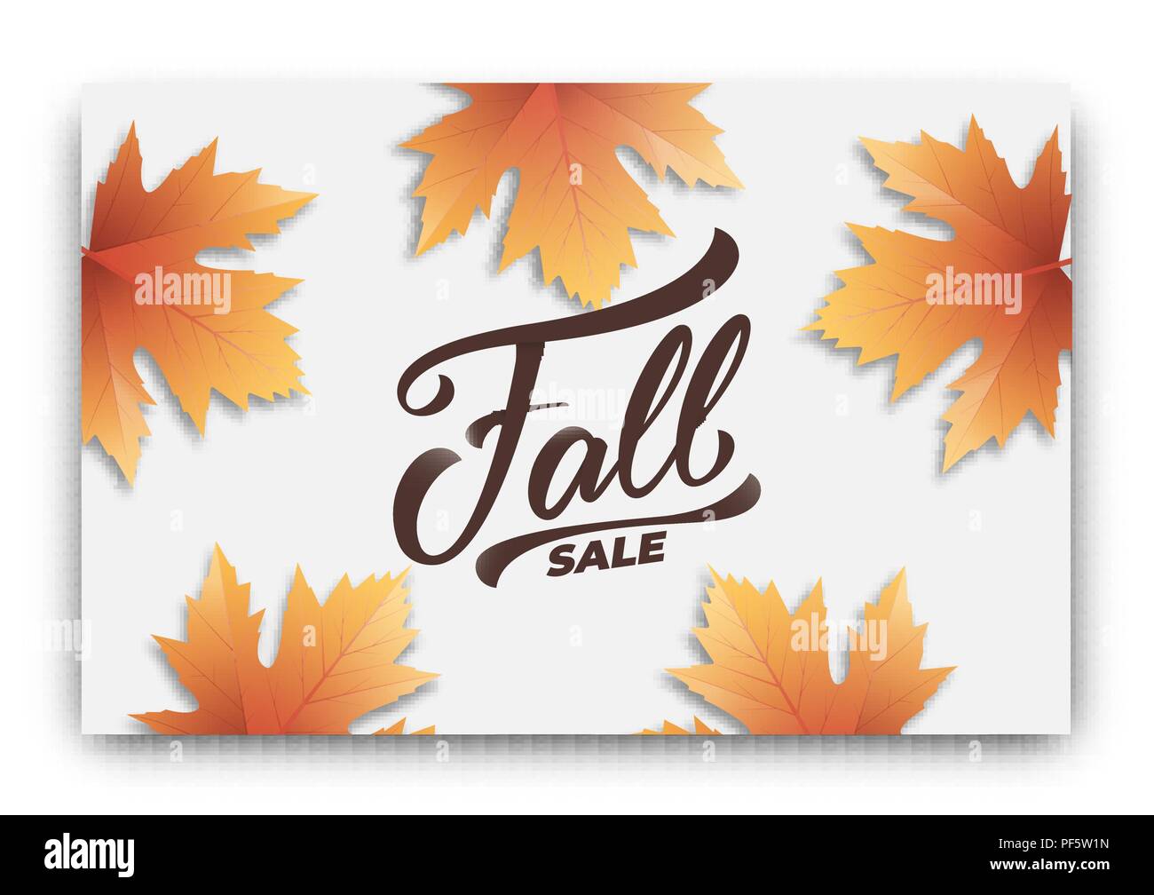 Fall sale background layout design. Fall lettering and autumn leaves ...