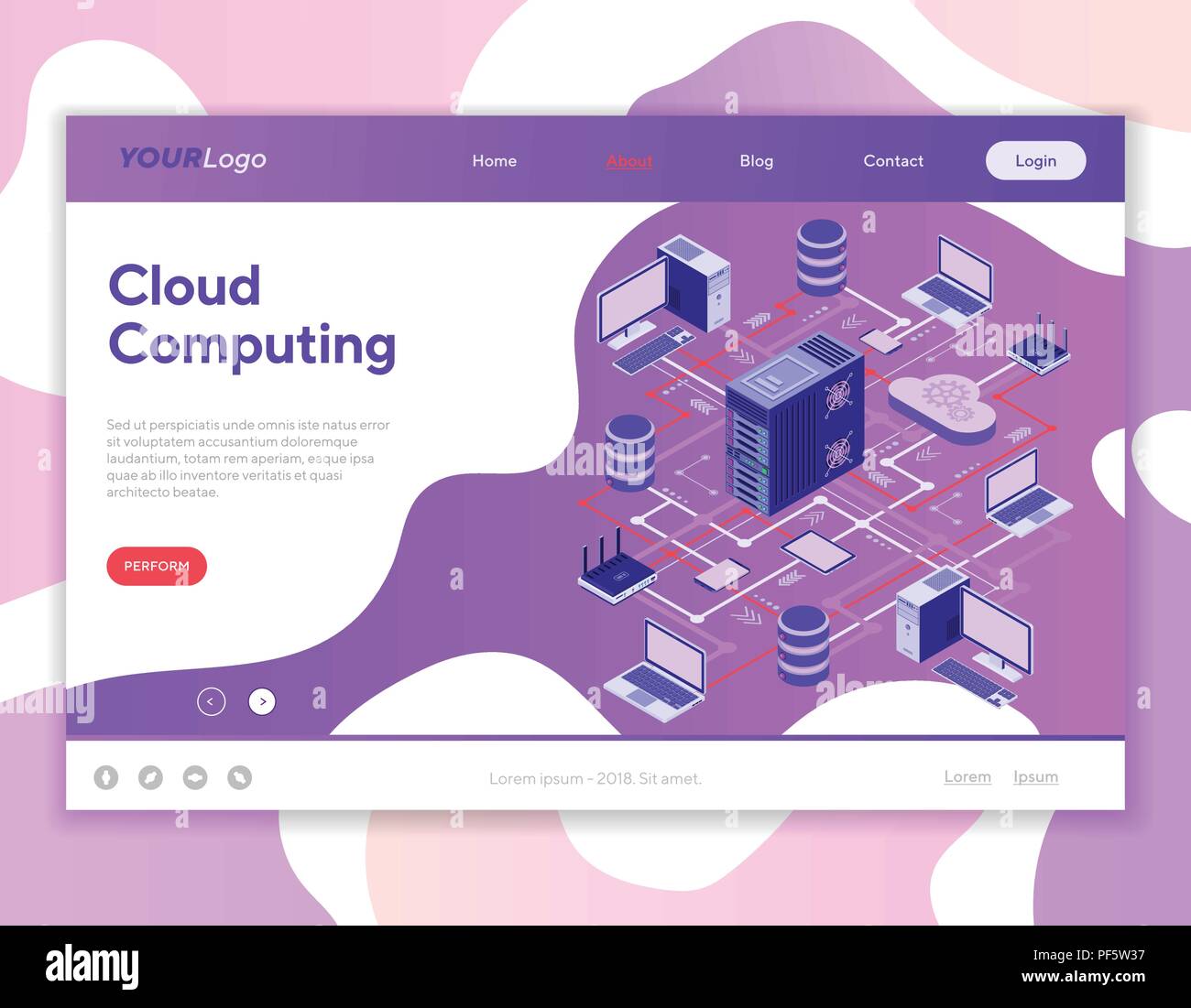 Data Network Cloud Computing Technology Isometric Stock Vector Image