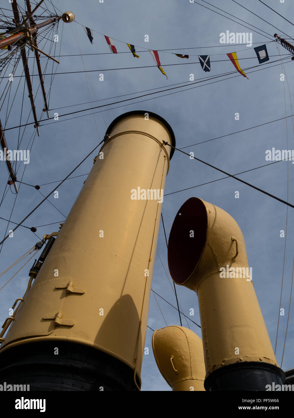 Funnel and rigging on RRS Discovery, Captain Scott's Antarctic ship ...