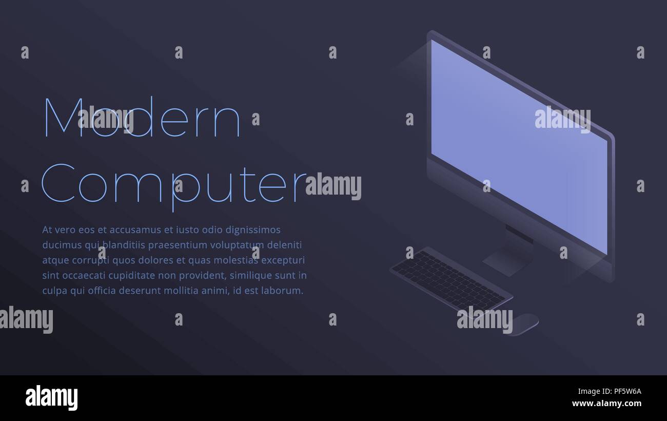 Desktop computer device. Modern web template of isometric computer ...