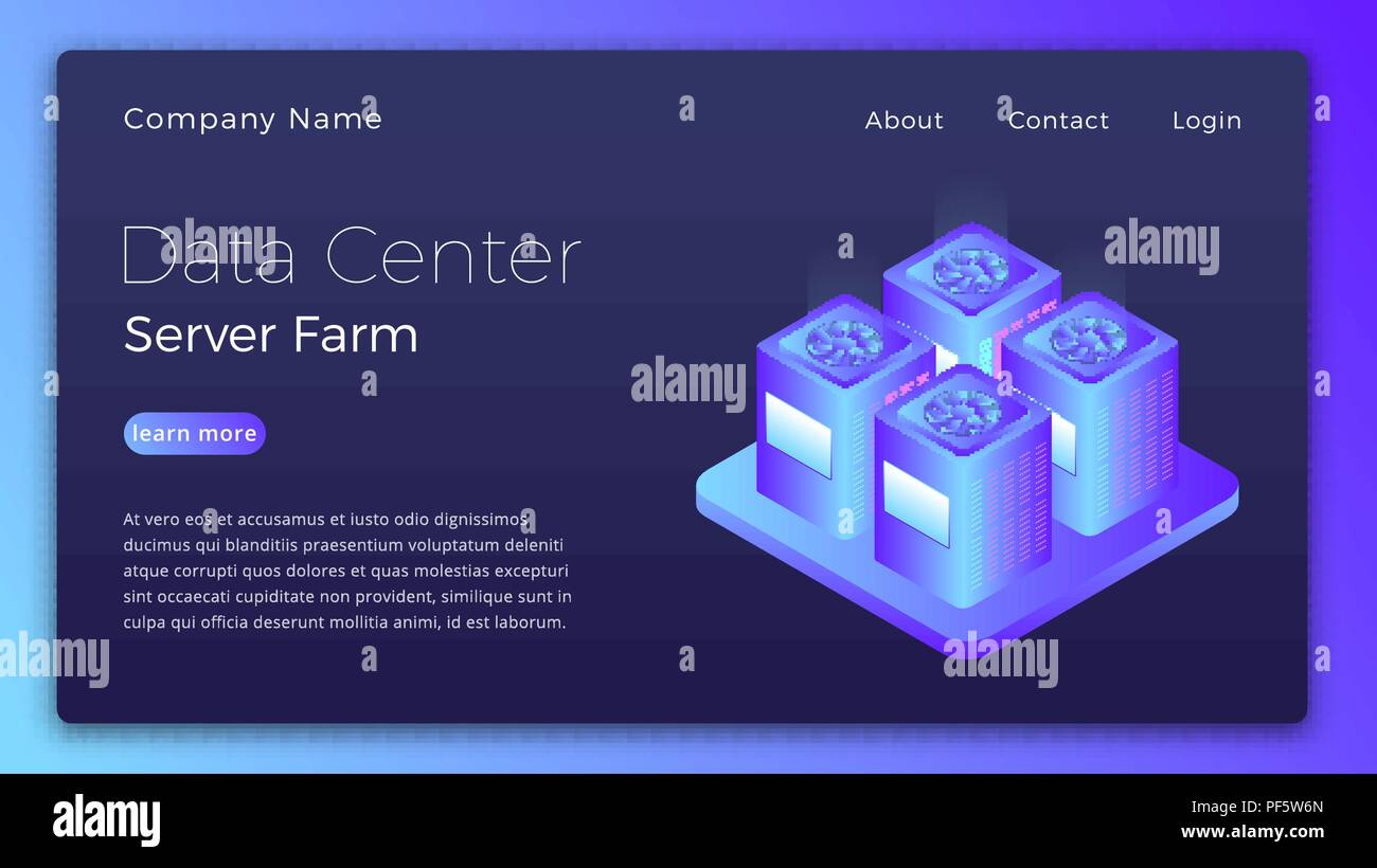 Data center. Datacenter server farm isometric concept. Modern data ...