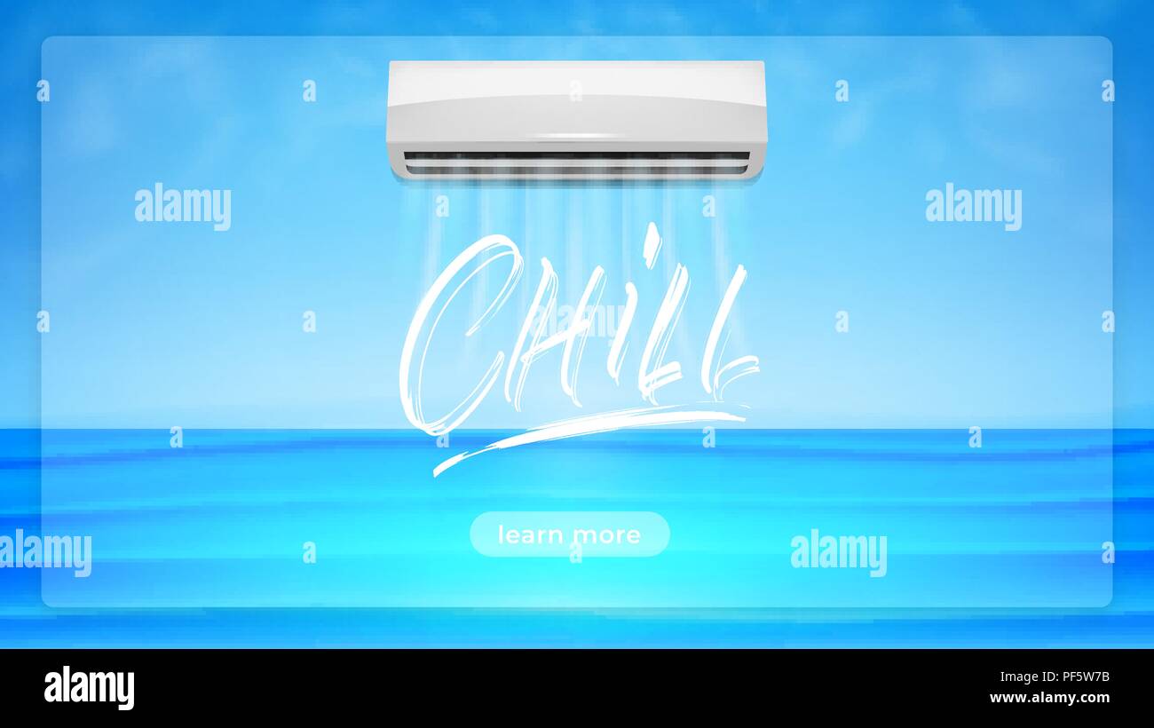 Air conditioner concept illustration. Chill lettering text and ...