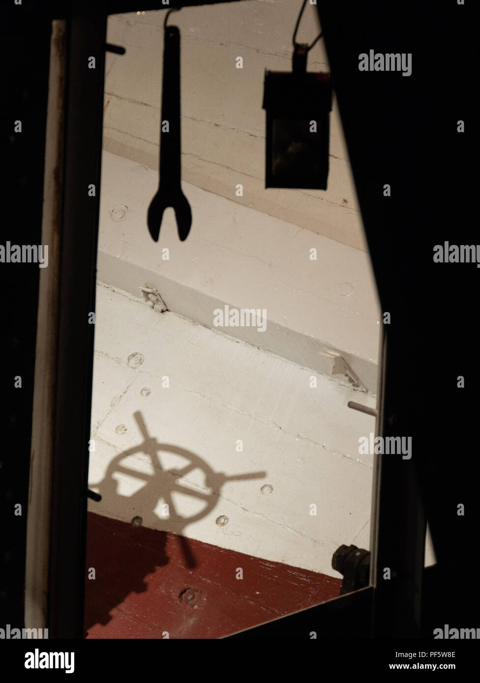 Shadow of a spanner below deck on RRS Discovery, Captain Scott's ...