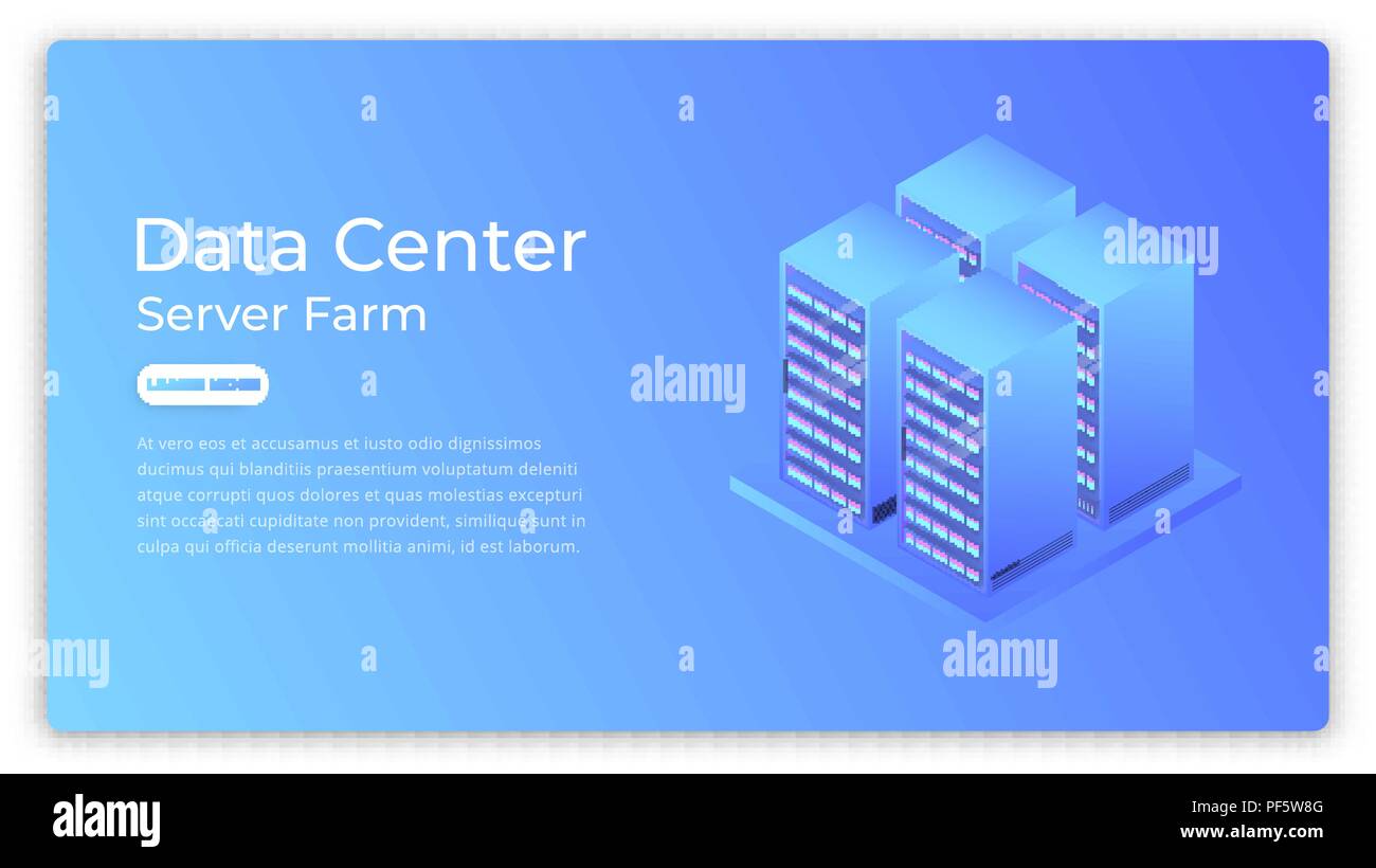Data center. Datacenter server farm isometric concept. Modern data ...