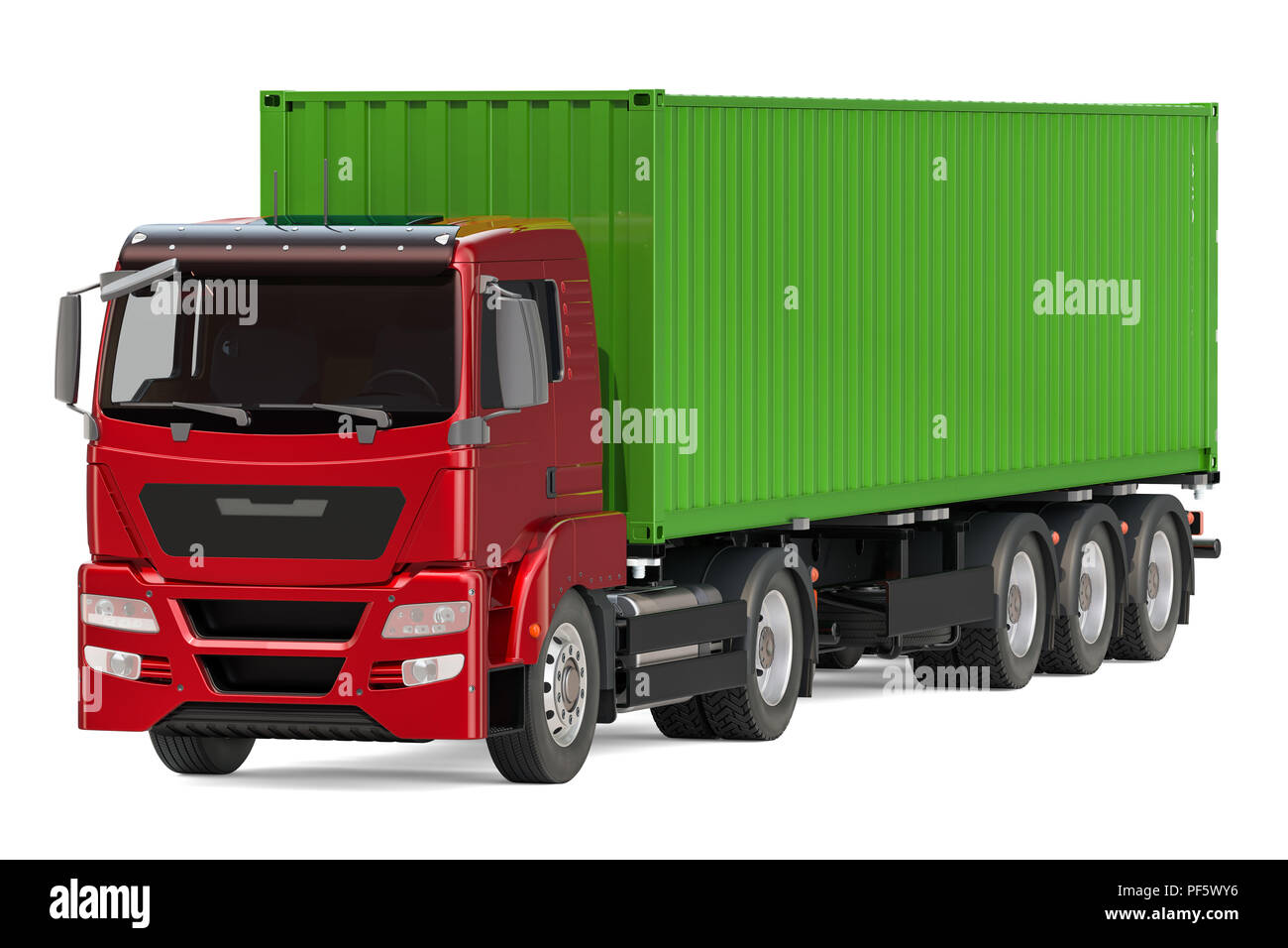 Container truck. 3D rendering isolated on white background Stock Photo ...