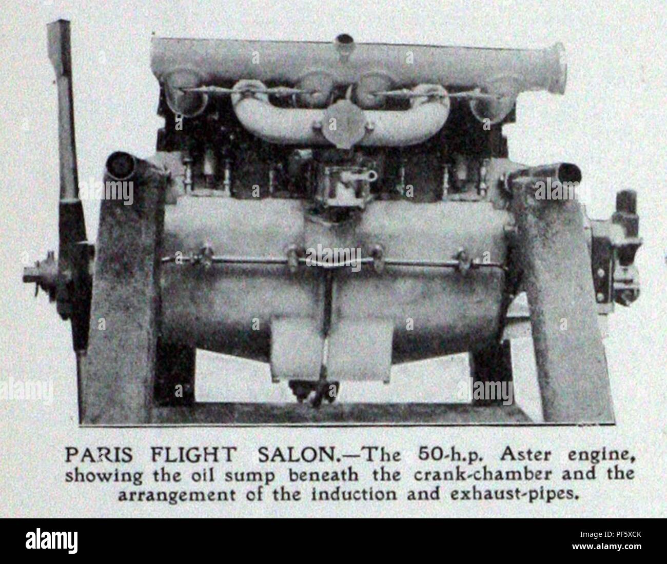 Aster advert Paris Flight show 50 hp aero engine 1909 Stock Photo - Alamy