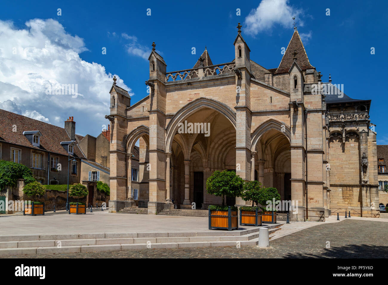 The Cathedral Notre Dam or Collegiale Notre-Dame in the town of Beaune ...