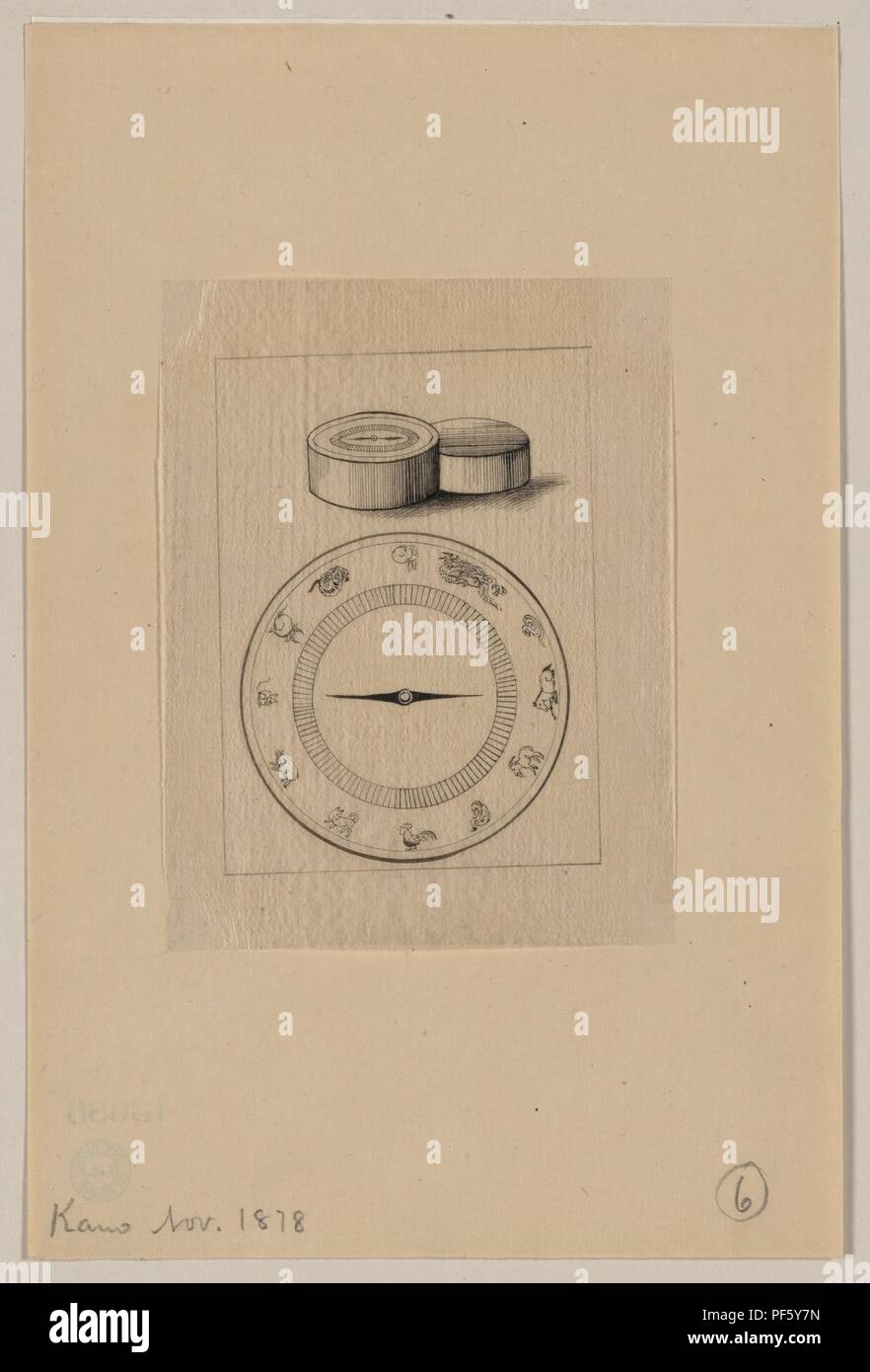 Astrological device showing signs of the Chinese calendar, with case ...