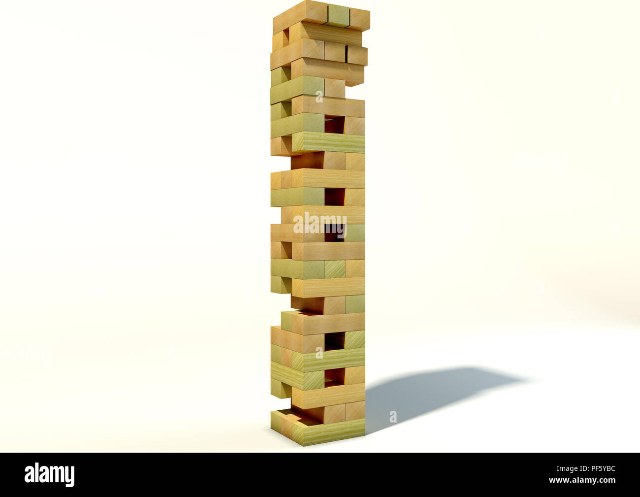 A 3d illustration of wood tumbling tower Stock Photo - Alamy