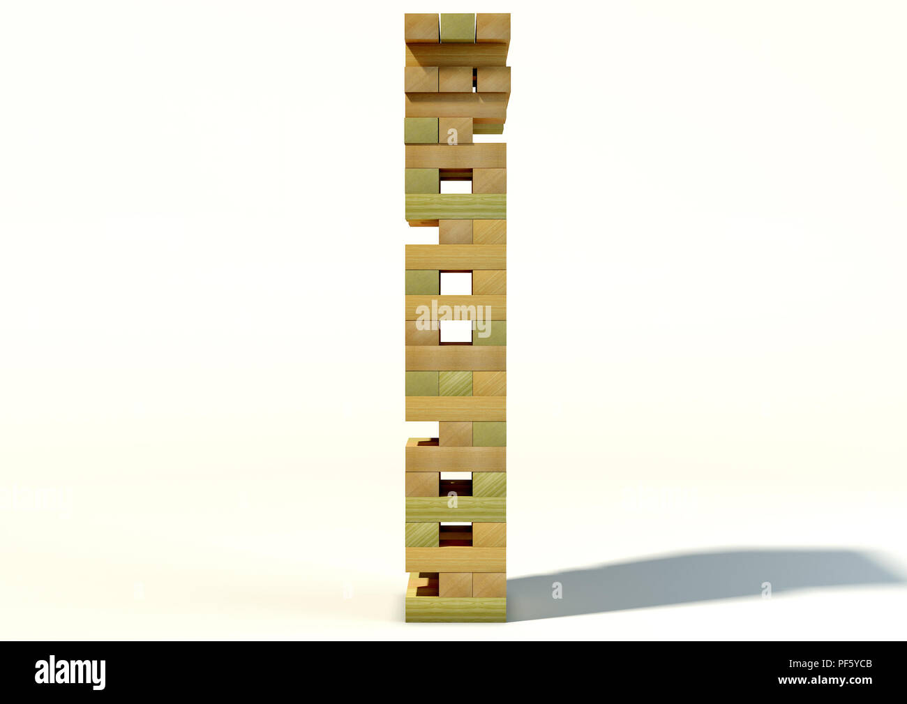 A 3d illustration of wood tumbling tower Stock Photo - Alamy