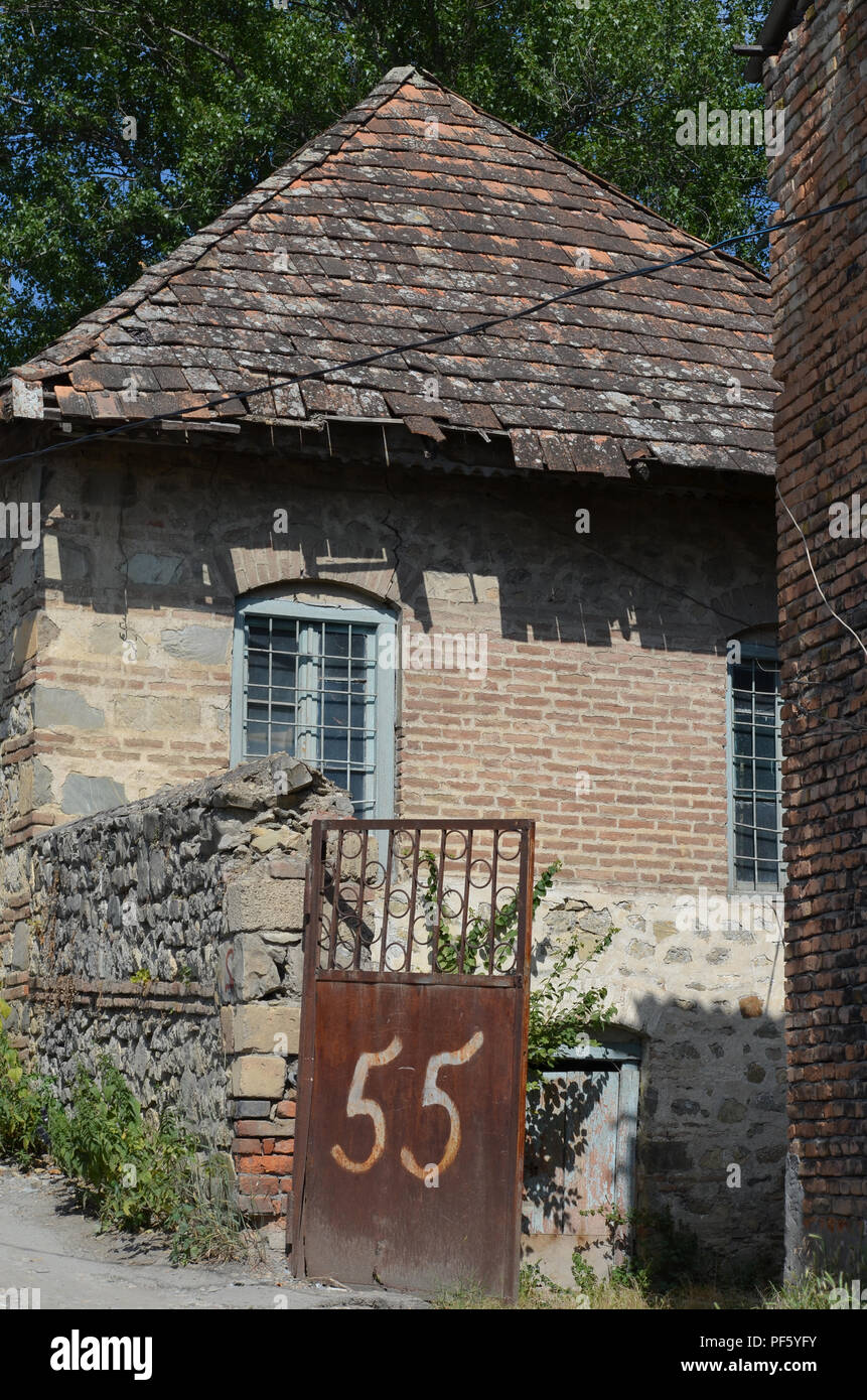 Traditional houses in Sheki's old town, northern Azerbaijan Stock Photo ...