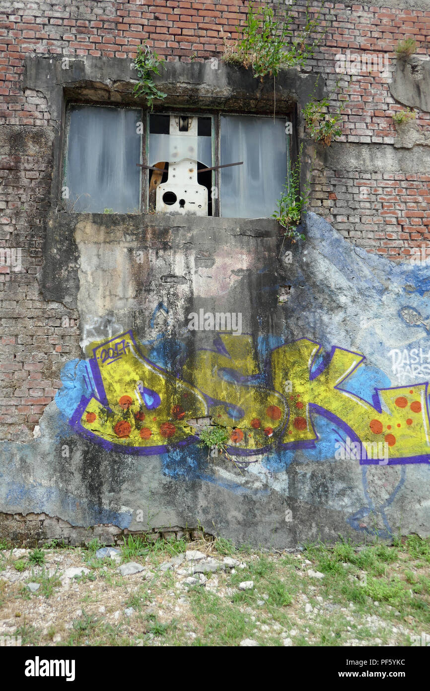 Old chemical factory from the Communist era, Kotor, Montenegro Stock ...