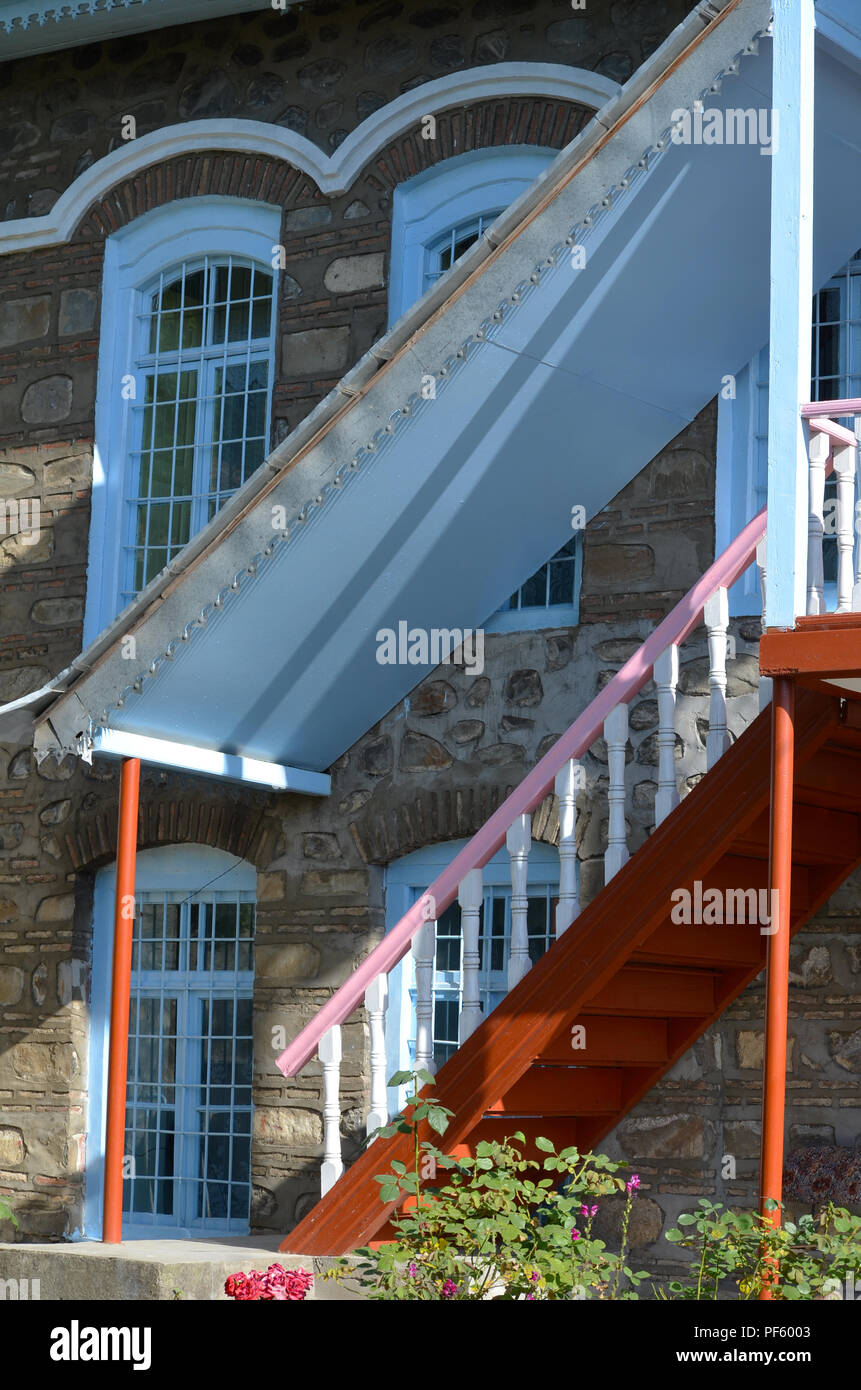 Traditional houses in Sheki's old town, northern Azerbaijan Stock Photo ...
