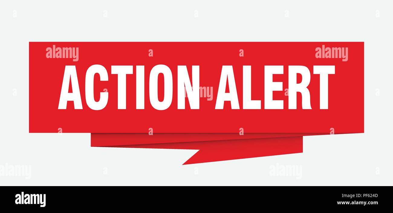 action alert sign. action alert paper origami speech bubble. action ...