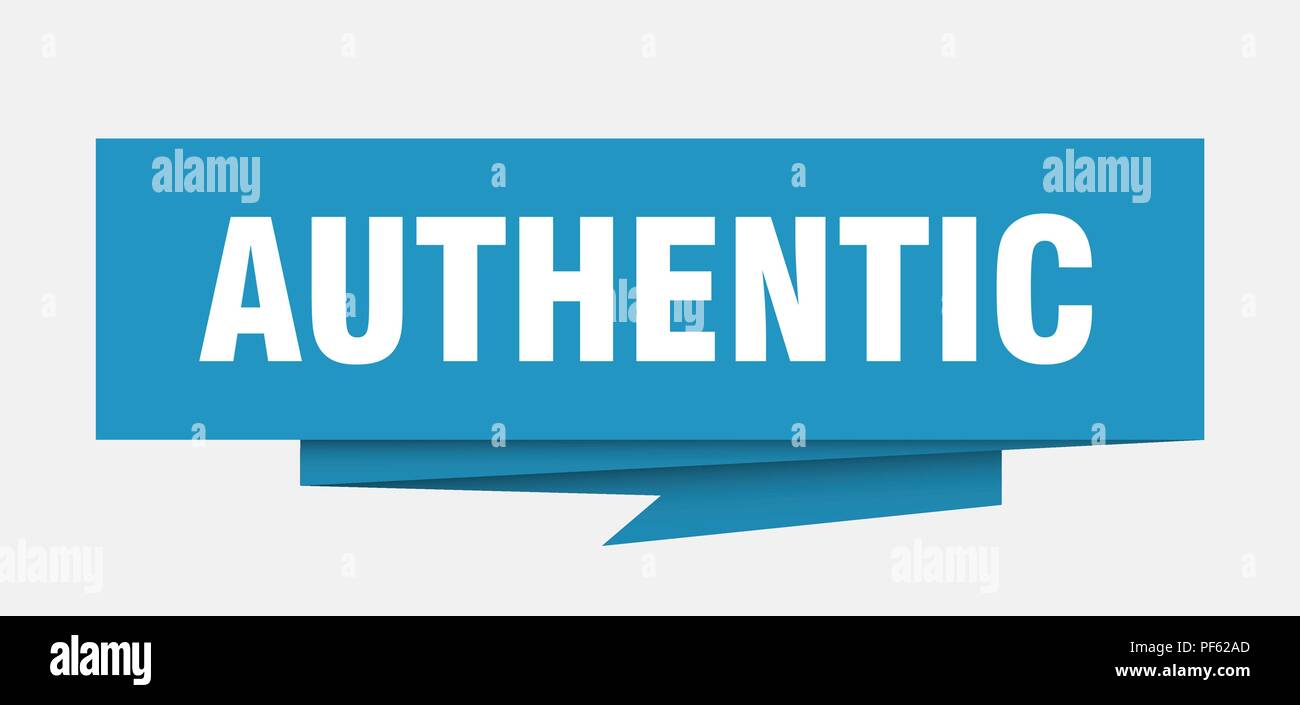 authentic sign. authentic paper origami speech bubble. authentic tag ...