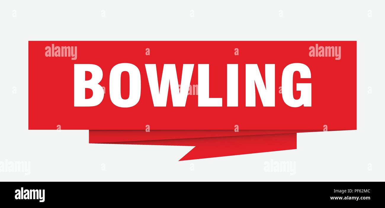 bowling sign. bowling paper origami speech bubble. bowling tag. bowling ...
