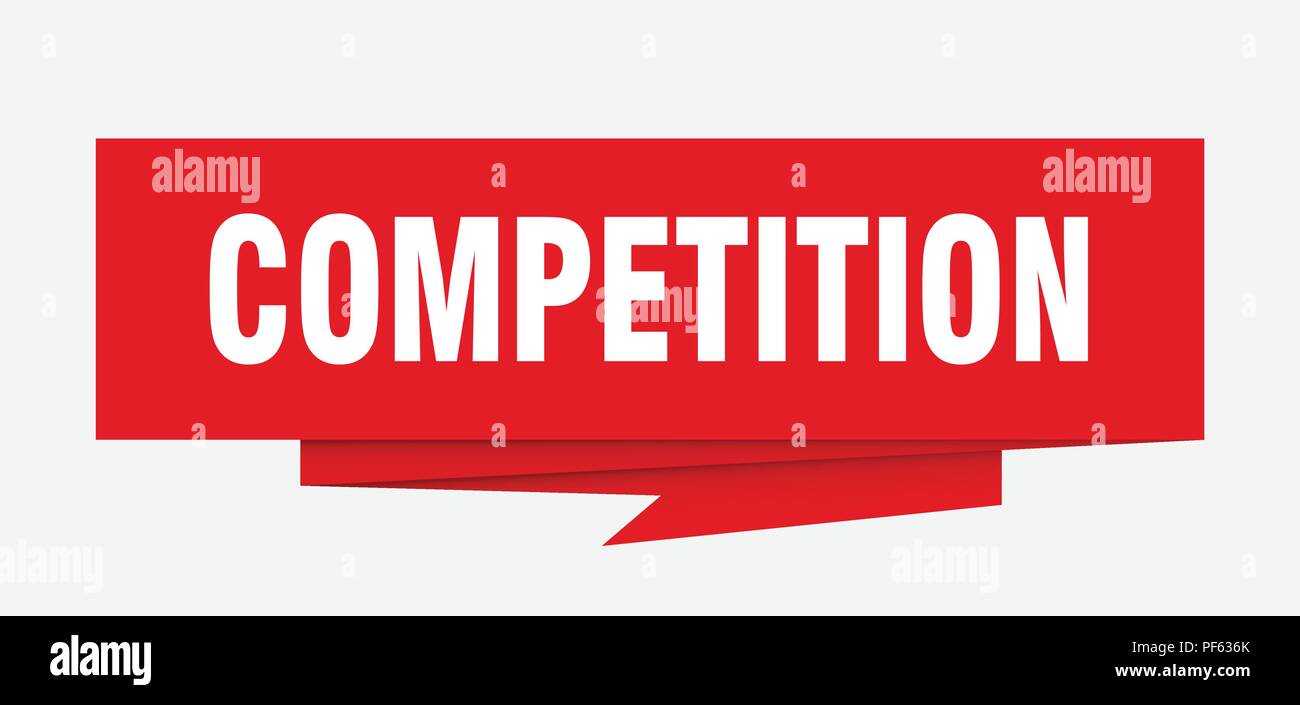 competition sign. competition paper origami speech bubble. competition ...