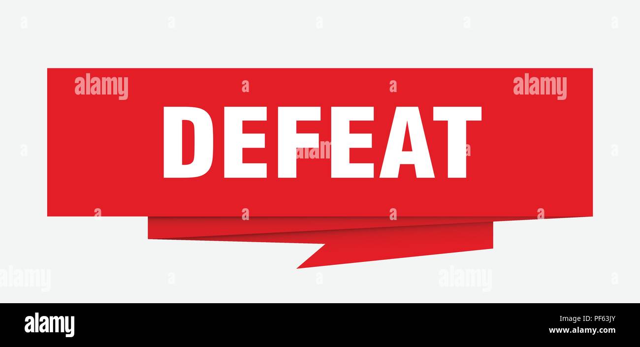 defeat sign. defeat paper origami speech bubble. defeat tag. defeat ...