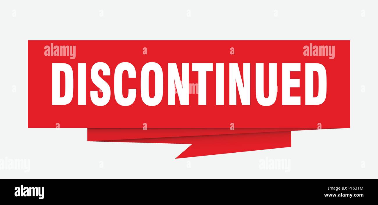 discontinued sign. discontinued paper origami speech bubble ...