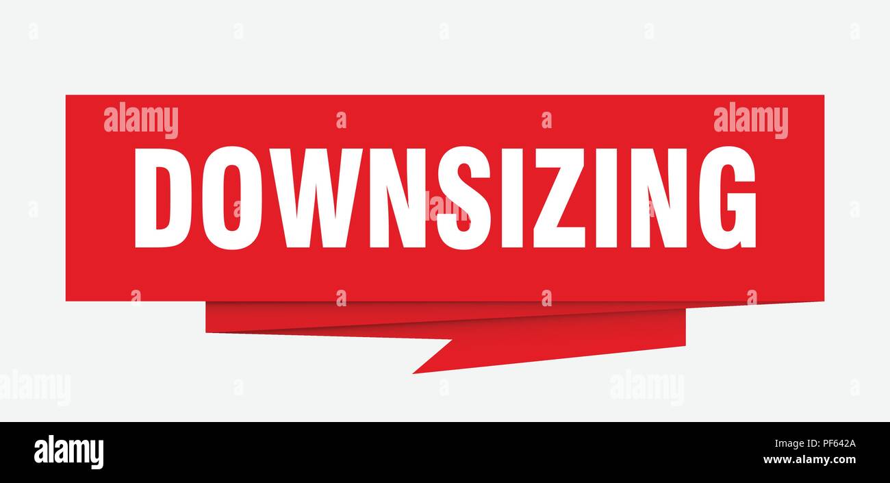 downsizing sign. downsizing paper origami speech bubble. downsizing tag ...