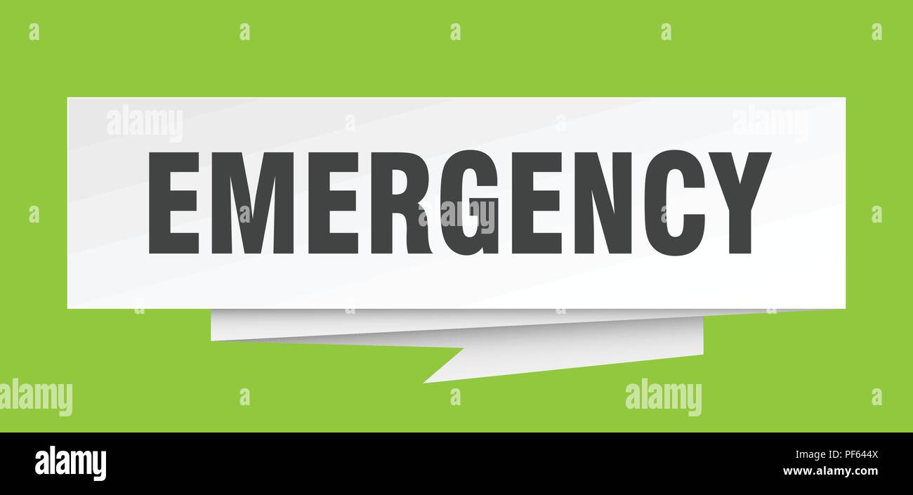 emergency sign. emergency paper origami speech bubble. emergency tag ...