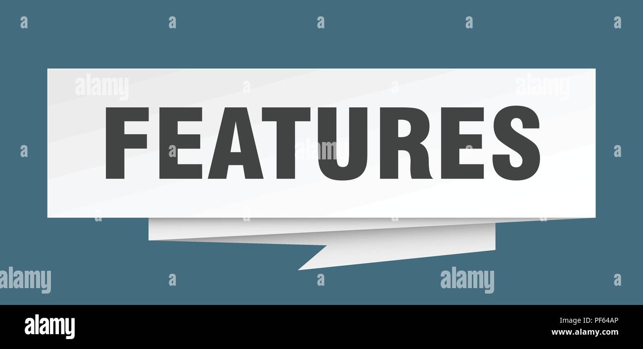 features sign. features paper origami speech bubble. features tag ...