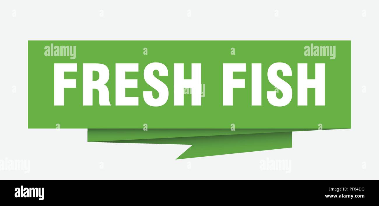fresh fish sign. fresh fish paper origami speech bubble. fresh fish tag ...