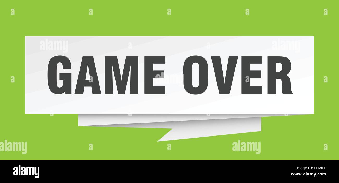 game over sign. game over paper origami speech bubble. game over tag ...