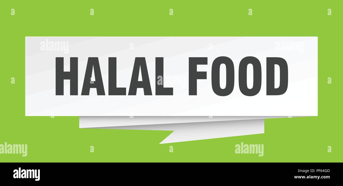 halal food sign. halal food paper origami speech bubble. halal food tag ...