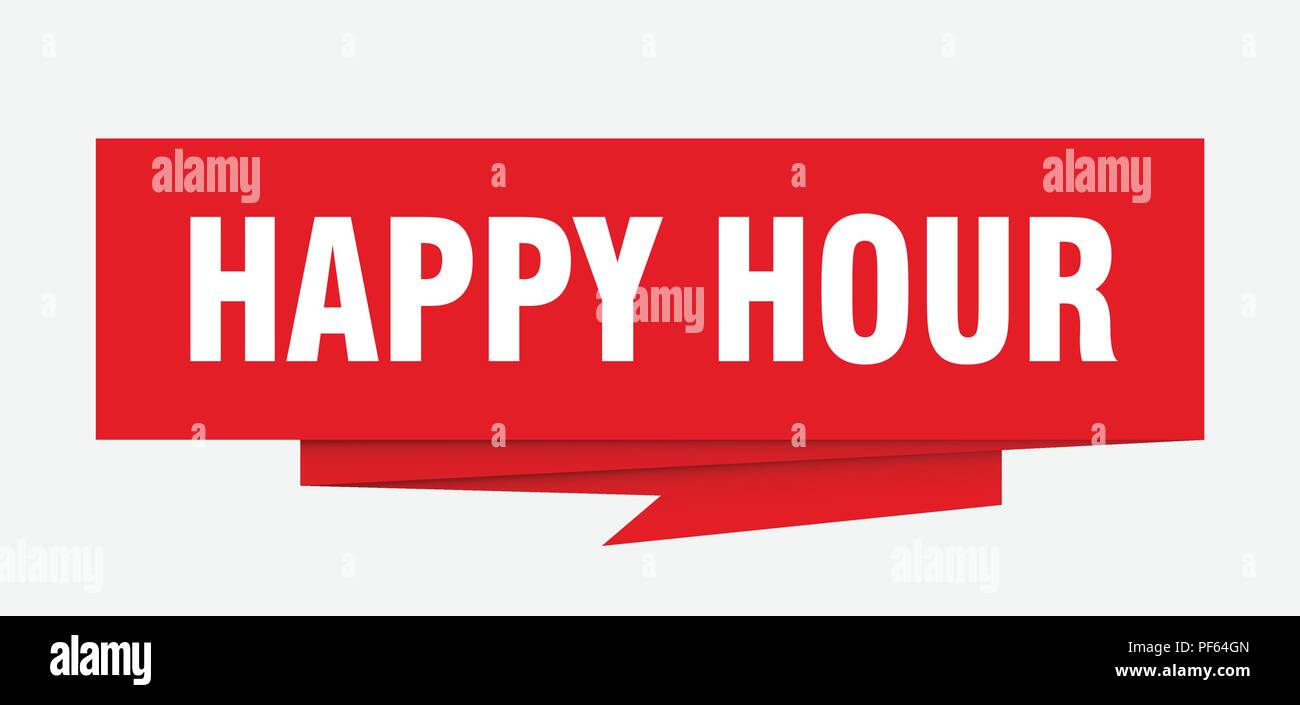 happy hour sign. happy hour paper origami speech bubble. happy hour tag ...