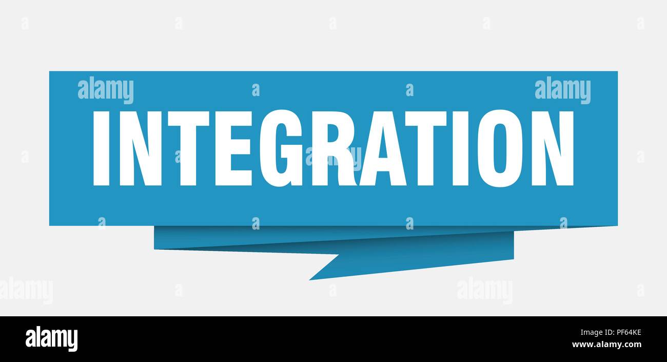 integration sign. integration paper origami speech bubble. integration ...