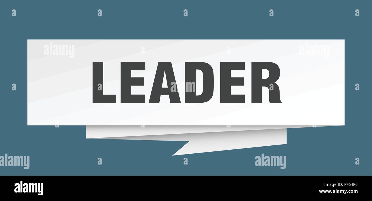leader sign. leader paper origami speech bubble. leader tag. leader ...