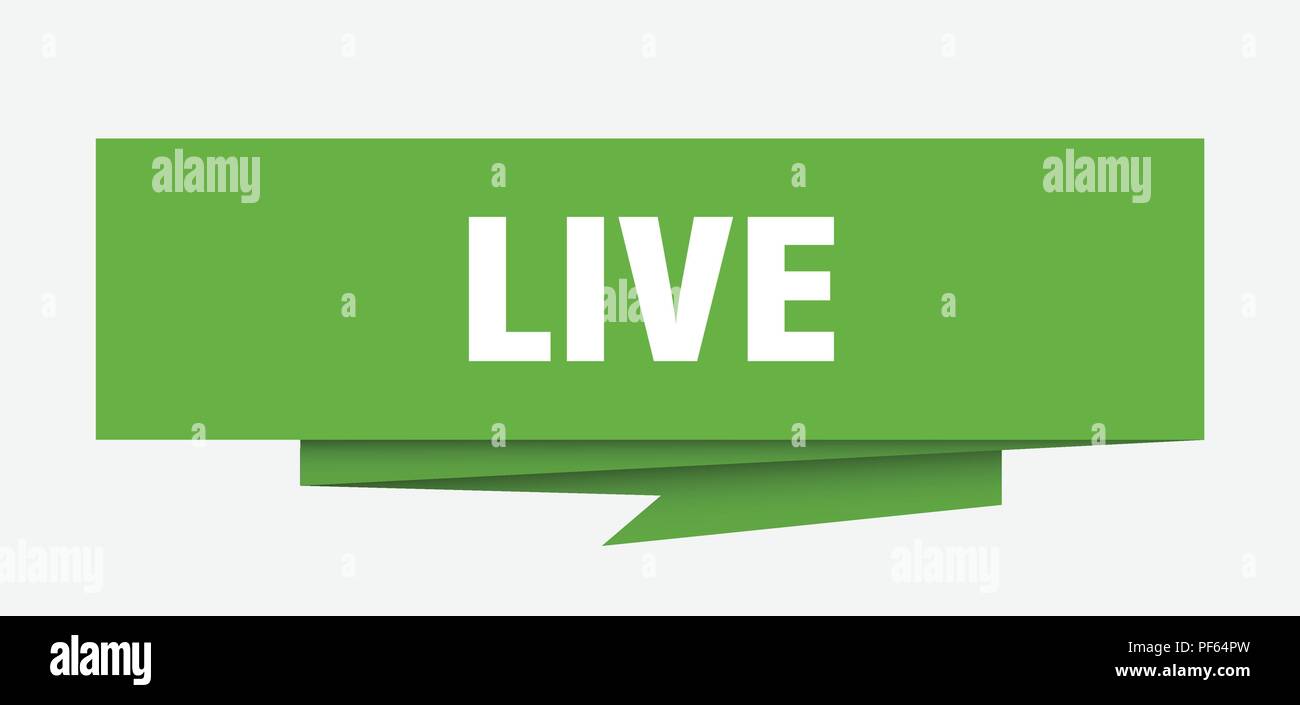 live sign. live paper origami speech bubble. live tag. live banner ...