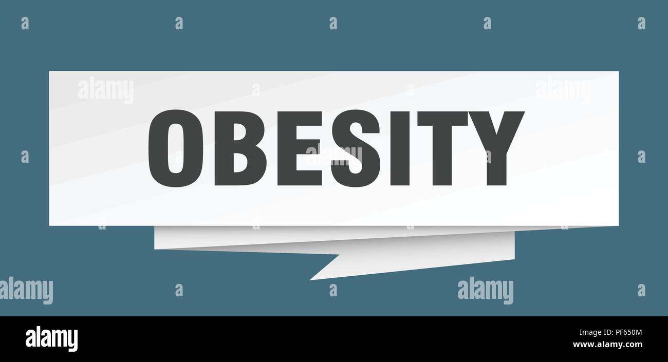 obesity sign. obesity paper origami speech bubble. obesity tag. obesity ...