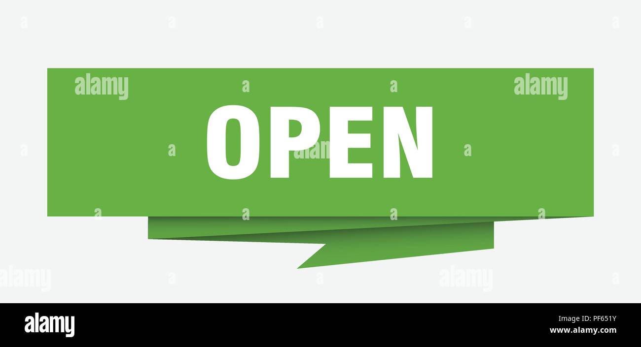 open sign. open paper origami speech bubble. open tag. open banner ...
