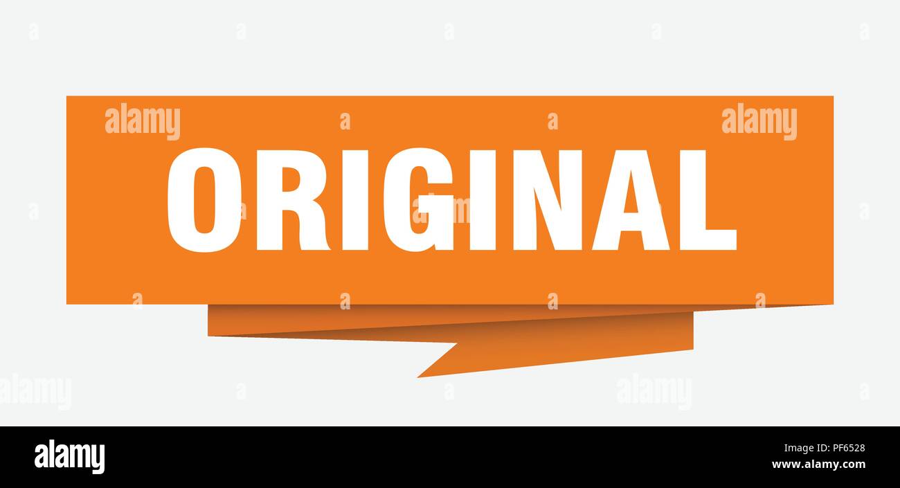 original sign. original paper origami speech bubble. original tag ...