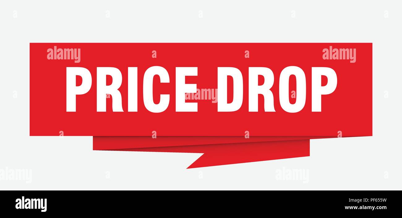 price drop sign. price drop paper origami speech bubble. price drop tag ...