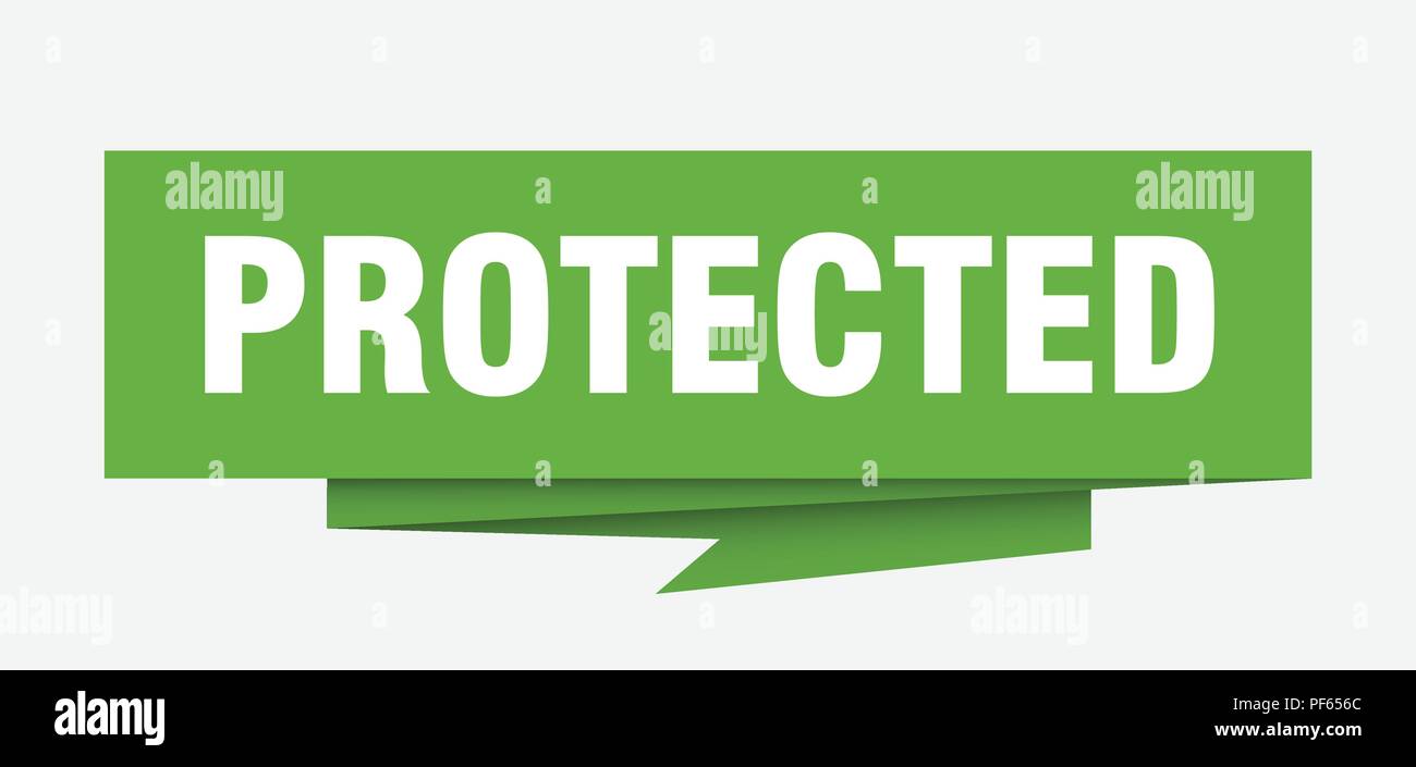 protected sign. protected paper origami speech bubble. protected tag ...
