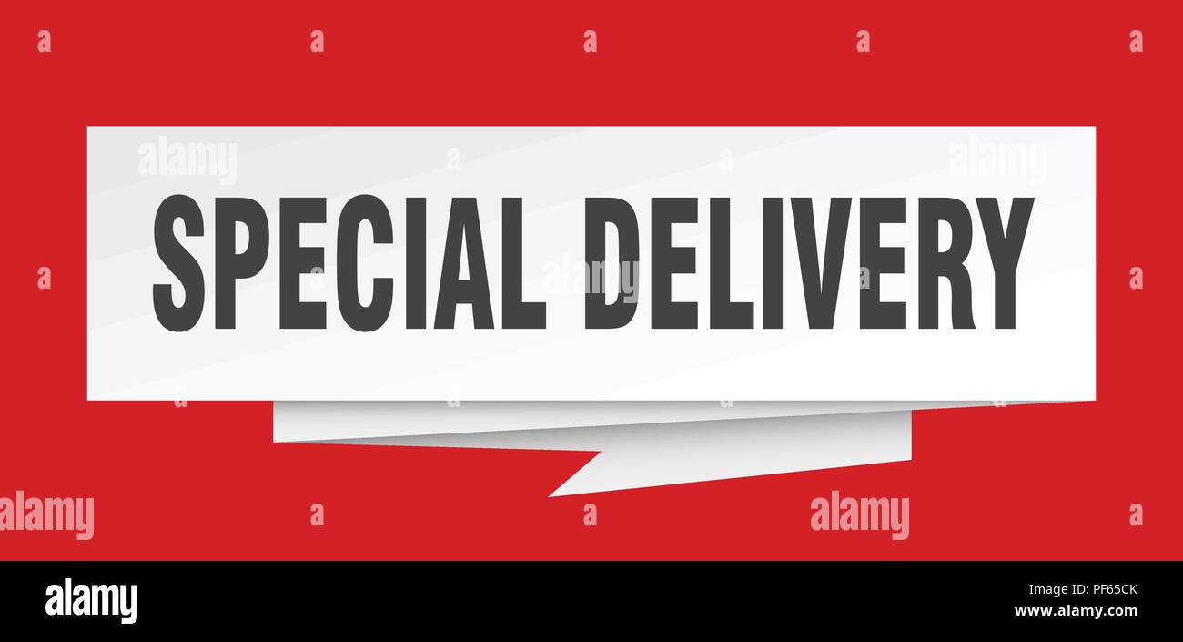 special delivery sign. special delivery paper origami speech bubble ...