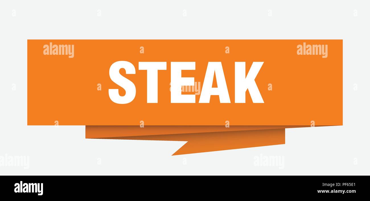 steak sign. steak paper origami speech bubble. steak tag. steak banner ...