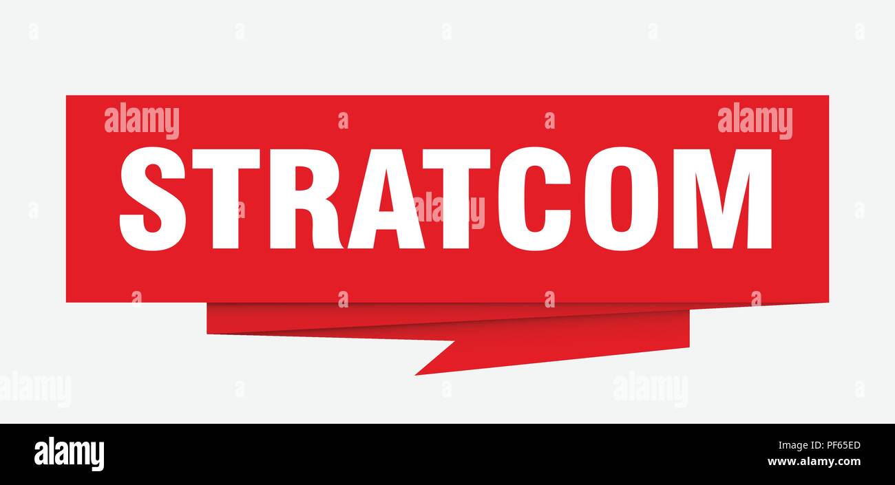 stratcom sign. stratcom paper origami speech bubble. stratcom tag ...